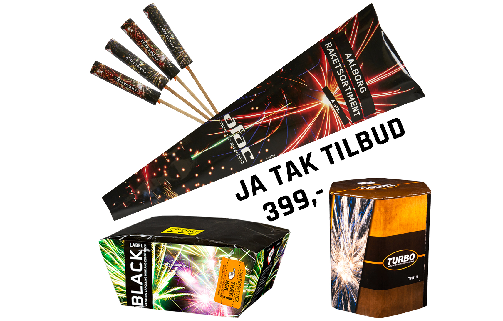 Stor Pakke med værdi på 830 kr. til kun 599,- hos Knaldkassen fyrværkeri